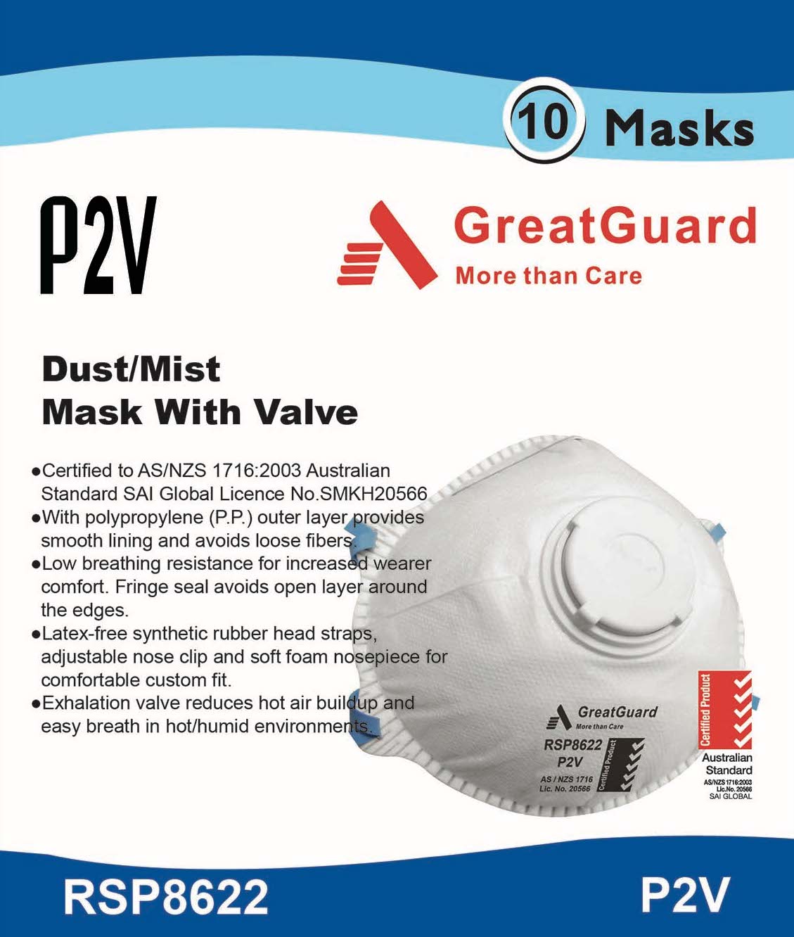 Respirator,Mask, P2 Mask, P2V mask, N95 Mask,N95 RespiratorGreatGuard ...